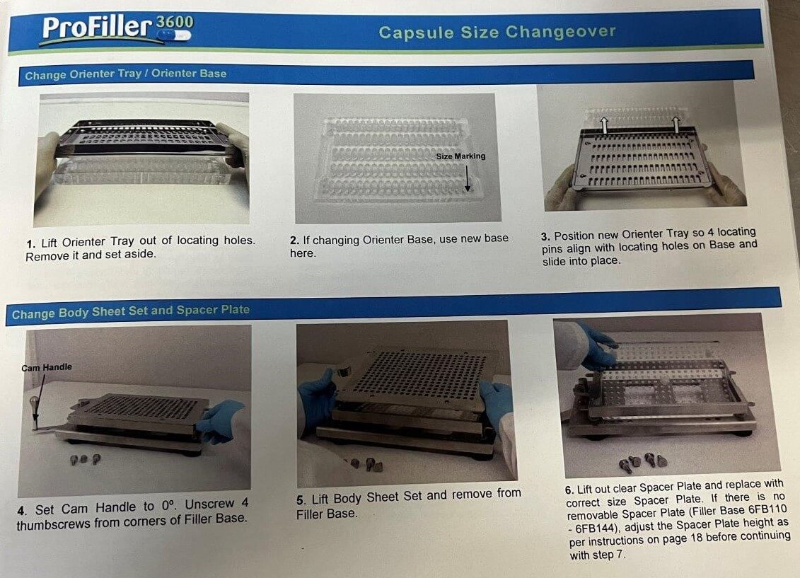 SIZE 00 Torpac ProFiller 3600 Capsule Change Parts - NEW | Indy ...