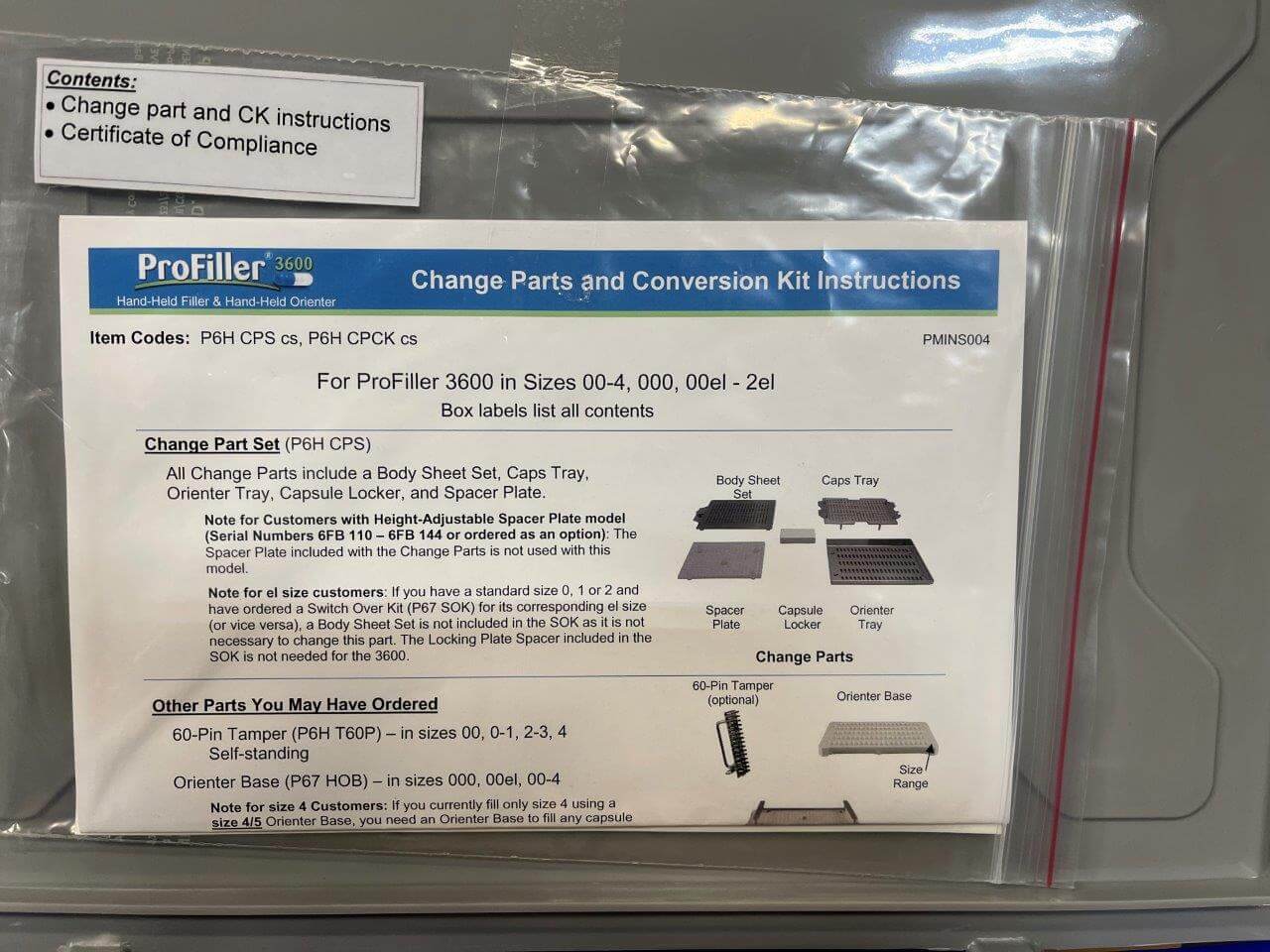 SIZE 00 Torpac ProFiller 3600 Capsule Change Parts - NEW | Indy ...