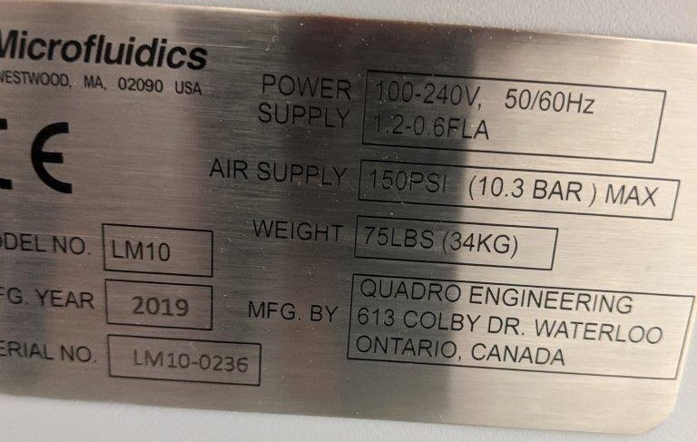 Microfluidics LM10 Microfluidizer | Indy Crossroads Equipment