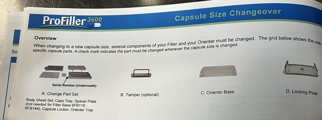 SIZE 00 Torpac ProFiller 3600 Capsule Change Parts - NEW | Indy ...